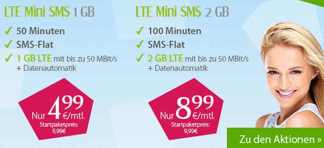 LTE Mini SMS Tarife oder LTE M nach Wahl ab 4,99 € mtl.. . . Mobifuta ...